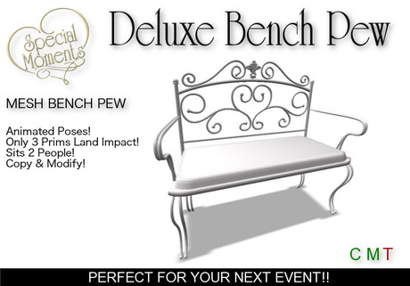 Second Life Marketplace - Deluxe Bench Pew - White Copy!!