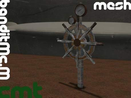 Second Life Marketplace - Steampunk airship steering wheel with gauge ...