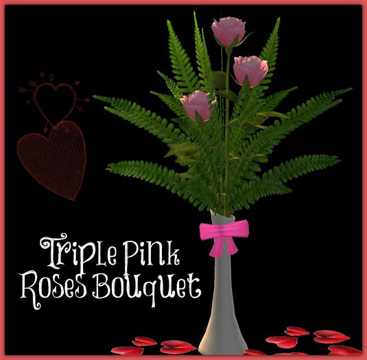 Second Life Marketplace - Triple Pink Rose Bouquet