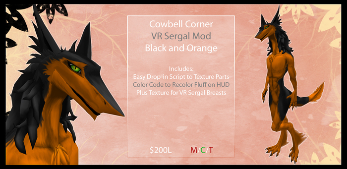 Second Life Marketplace - [CC] - VR Sergal Black and Orange