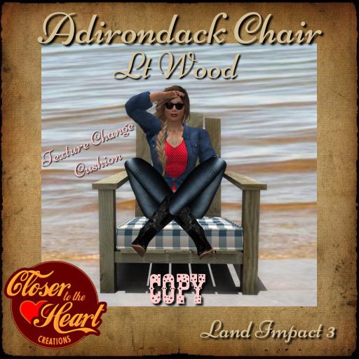 Second Life Marketplace - Adirondack Chair - Light Wood BOXED