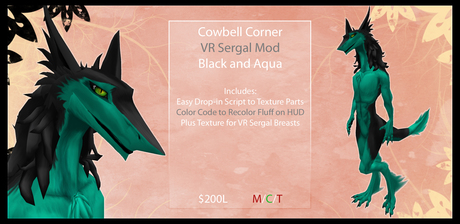 Second Life Marketplace - [CC] - VR Sergal Black and Aqua