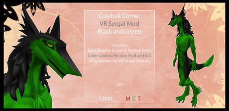 Second Life Marketplace - [CC] - VR Sergal Black and Green