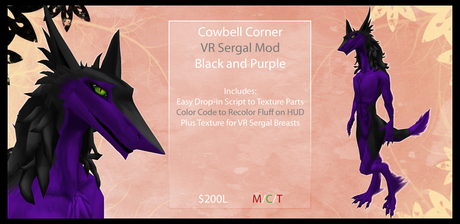 Second Life Marketplace - [CC] - VR Sergal Black and Purple