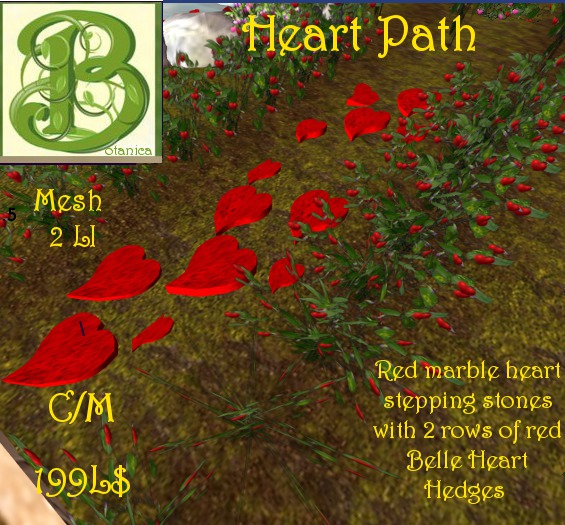 Second Life Marketplace - Red Belle Heart Path, Mesh 2 LI