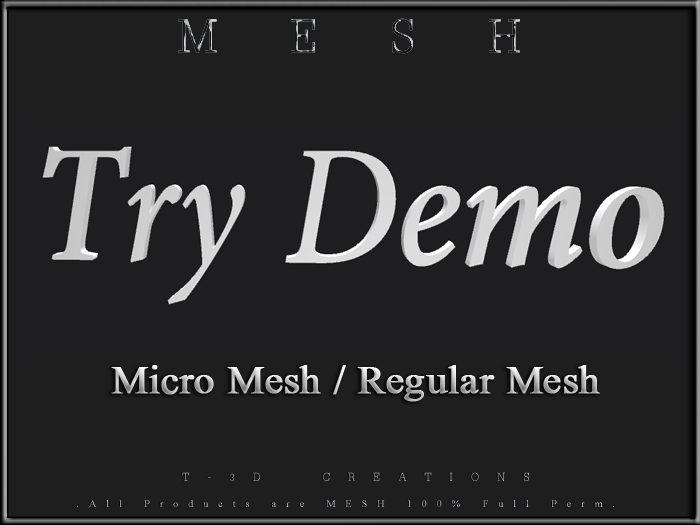Second Life Marketplace - T-3D Creations [ Try Demo ] Micro and Regular ...