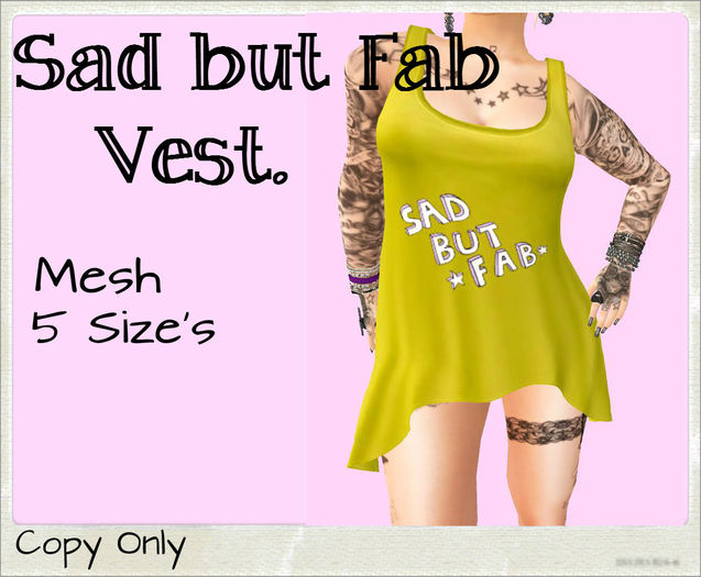 Second Life Marketplace - .:OMG:. Yellow Sad but Fab Vest