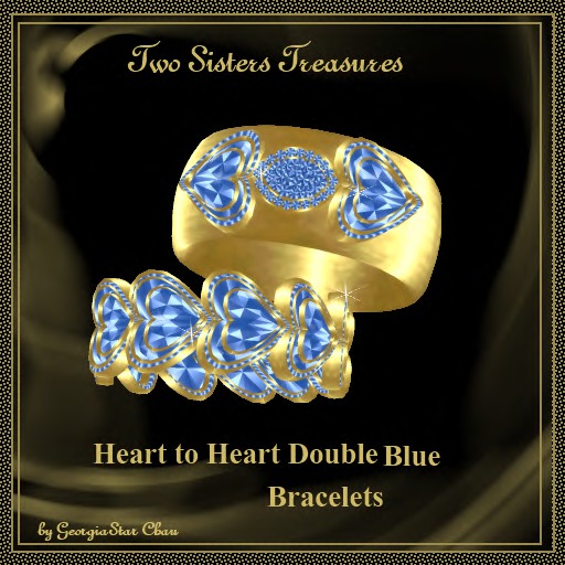 Second Life Marketplace - Heart to Heart Double Blue Bracelets