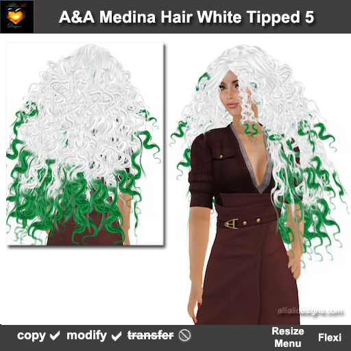 Second Life Marketplace - A&A Medina Hair White Tipped Color 5. Curly ...