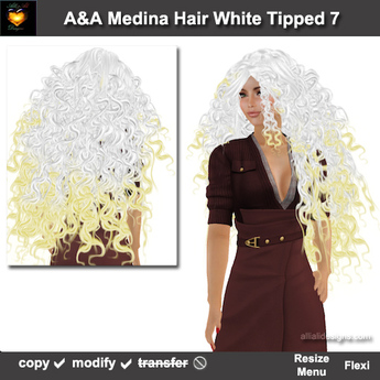 Second Life Marketplace - A&A Medina Hair White Tipped Color 7. Curly ...