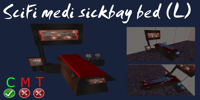 Second Life Marketplace - SciFi medi bed sick bay (L) bed Red