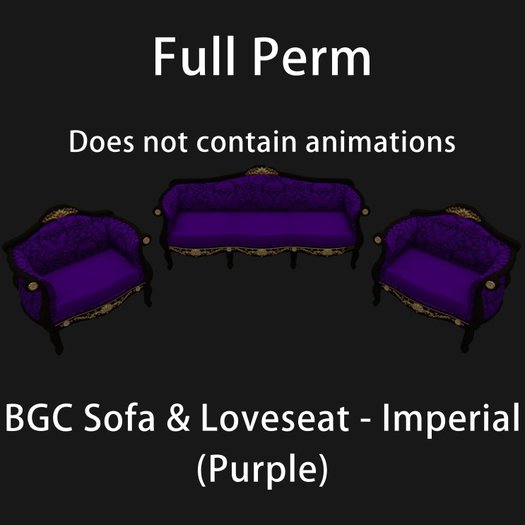 Second Life Marketplace - BGC Sofa/Loveseat - Imperial (purple)