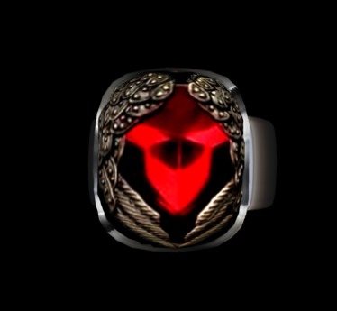 Second Life Marketplace - Men's Angel Wings Ring with Ruby
