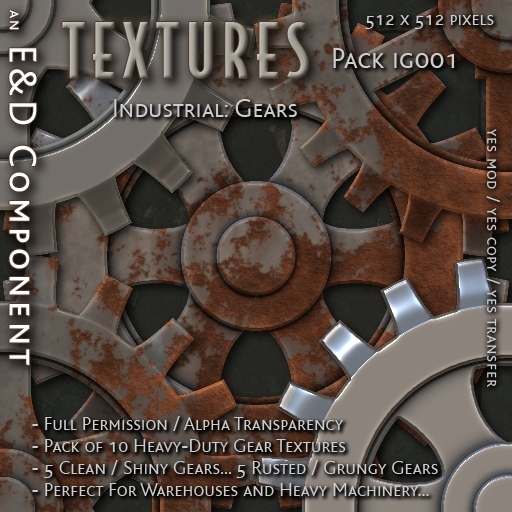 Second Life Marketplace - [IG001] 10 Heavy Duty Gears Textures with ...