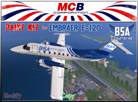 Second Life Marketplace - ::MCB:: BLUE SKY AIRLINES - E-521SHB - Paint ...
