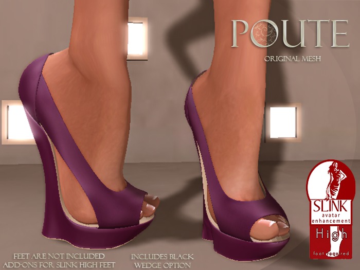 Second Life Marketplace - Poute- Honey High Wedges- Plum