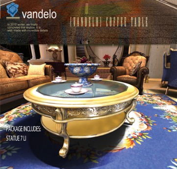 Second Life Marketplace - [Vandelo] Bethany Coffee Table Set – Glass ...