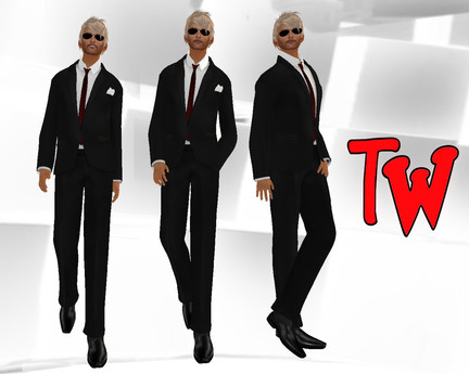 Second Life Marketplace - TW>Elegant mans suit in black with red tie