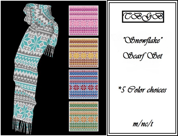 Second Life Marketplace - "Snowflake" Scarf Set by Sej