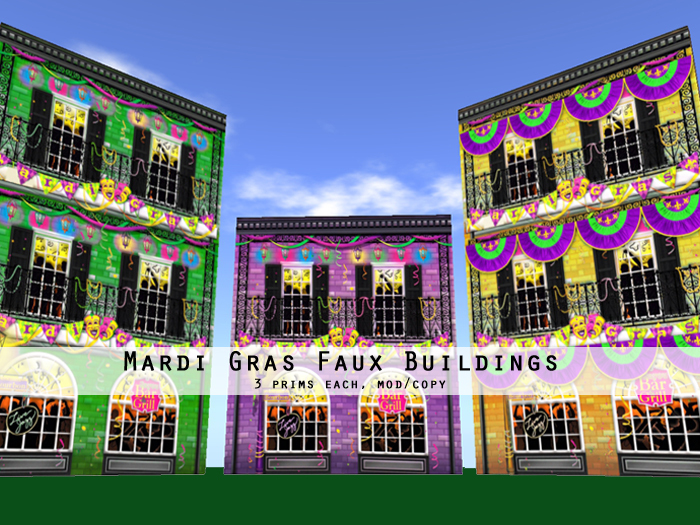 Second Life Marketplace - 3 Mardi Gras Faux Building Props (mod/copy)