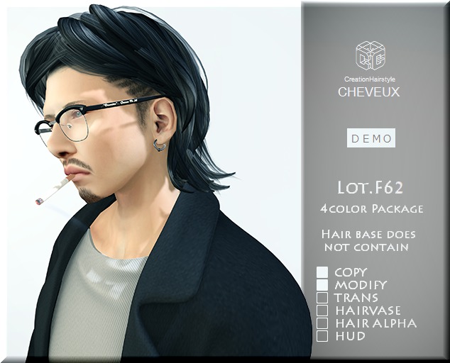 Second Life Marketplace - .:CHEVEUX:.Hair F062 DEMO