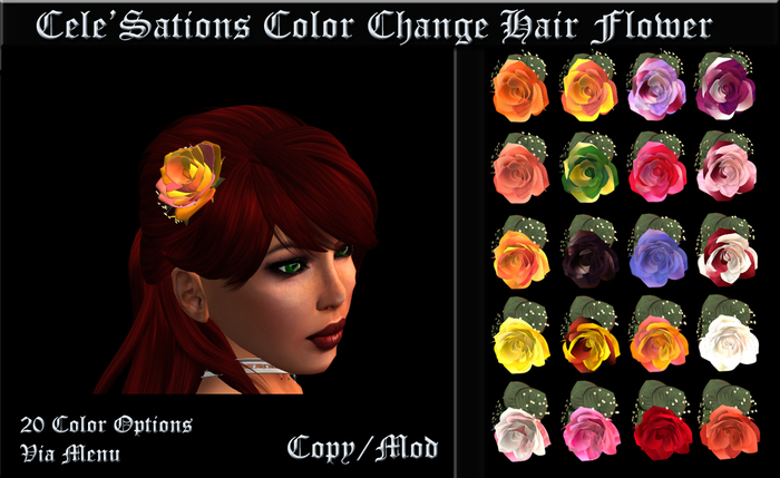 Second Life Marketplace - Cele'Sations Color Change Hair Flower