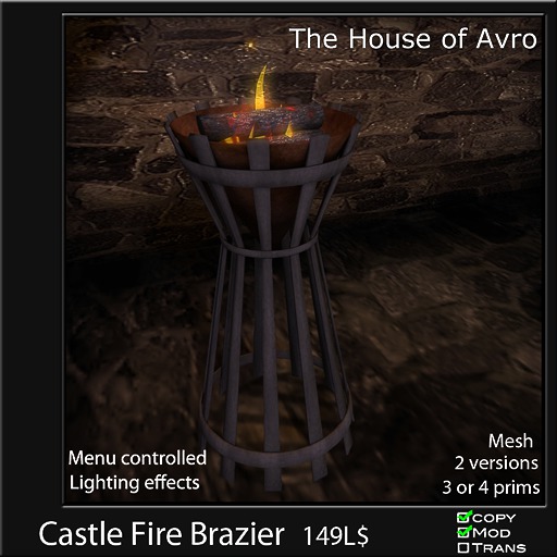 Second Life Marketplace - Castle Fire Brazier - Mesh - 4 prims, Gothic ...