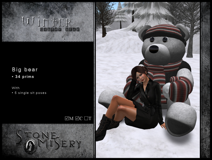 Second Life Marketplace - .:S.M:. Big Misery Bear - Winter Bear