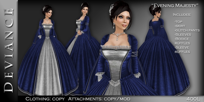 Second Life Marketplace - * Deviance * Evening Majesty Gown (Blue)