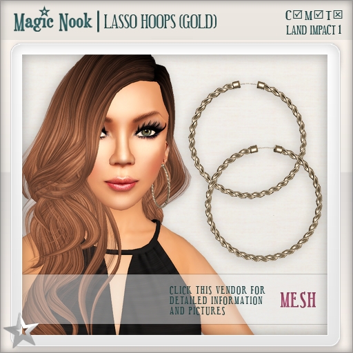 Second Life Marketplace - [MAGIC NOOK] Lasso Hoops (Gold) MESH