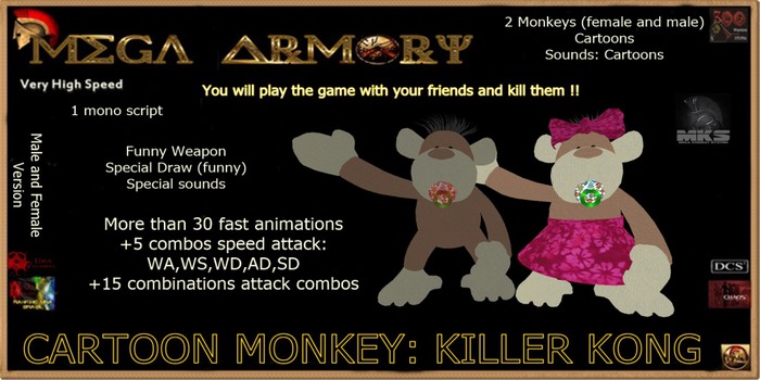 Second Life Marketplace - Cartoon Monkey: Killer Kong 1.0 >BOX