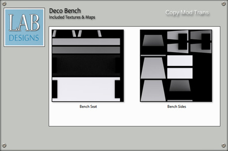 Second Life Marketplace - Lab Design Mesh Deco Bench - Full Permission
