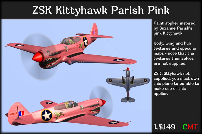 Second Life Marketplace - P-40E Paint - parish pink (boxed)