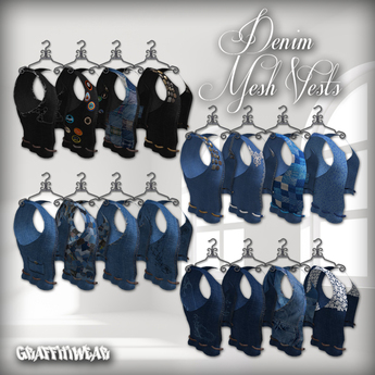 Second Life Marketplace - Graffitiwear Denim Mesh Vests DEMO