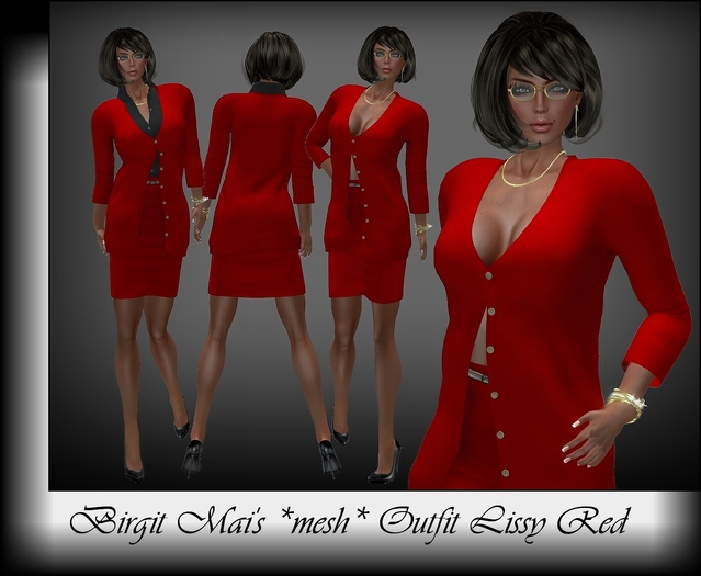 Second Life Marketplace - Birgit Mai's *MESH* Outfit Lissy Red (BOXED)