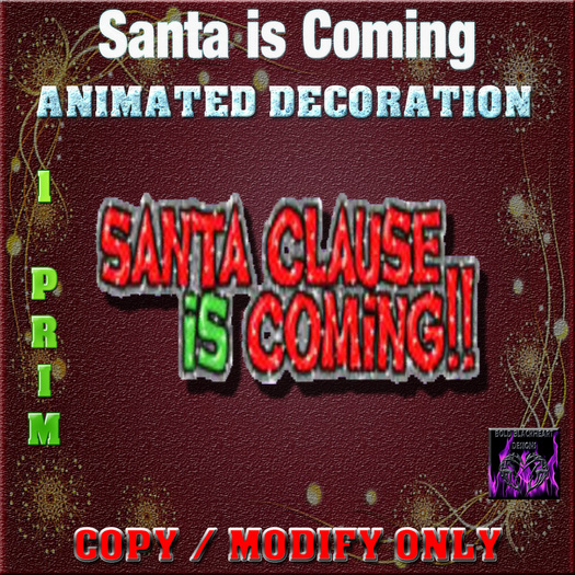 Second Life Marketplace - BBD - Animated Santa Clause is Coming sign!