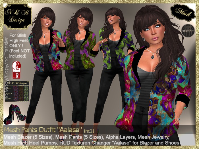 Second Life Marketplace - *N & B Design* Mesh Pants Outfit "Aalase" (nr.1)