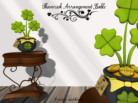 Second Life Marketplace - Shamrock Arrangement Table (mod/trans)