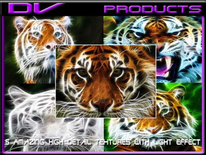 Second Life Marketplace - DV - 5 amazing tiger textures with light ...