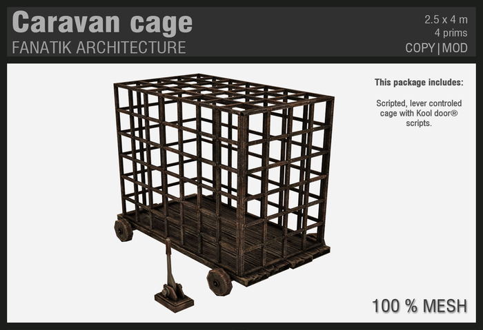 Second Life Marketplace - :FANATIK: Caravan Cage - mesh role play cage ...