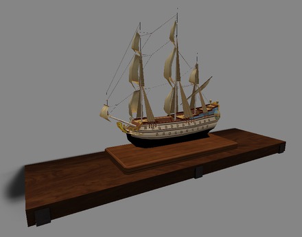 Second Life Marketplace - Model Ship on Wooden Shelf