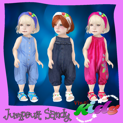 Second Life Marketplace - Viv.a! Kids Jumpsuit Sandy- Jeans Frill