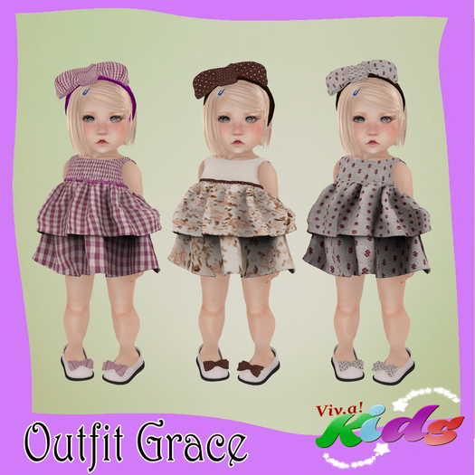 Second Life Marketplace - Viv.a! Kids- Outfit- Grace-Gray