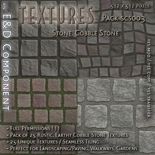 Second Life Marketplace - [SCS003] 25 512px Rustic Cobble Stone ...