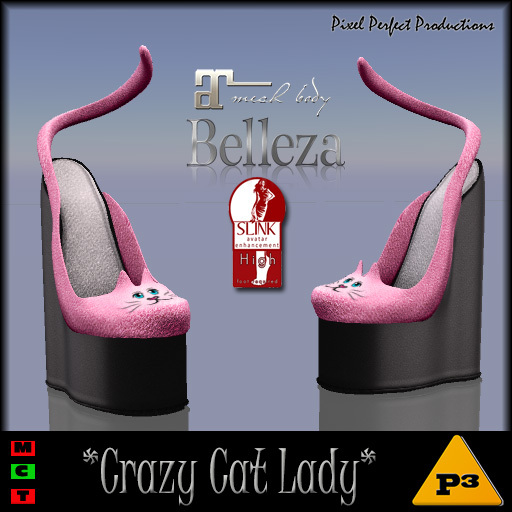 Second Life Marketplace - Crazy Cat Lady Platform Wedges - Pink Panther