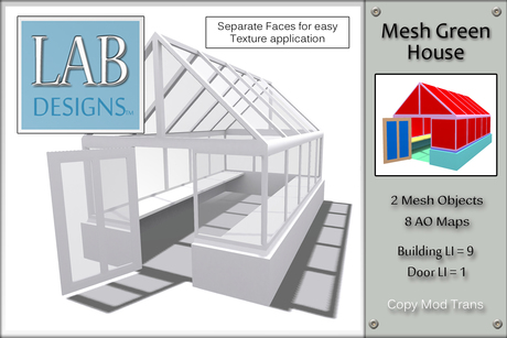 Second Life Marketplace - Lab Design Basic Mesh Green House - Full ...