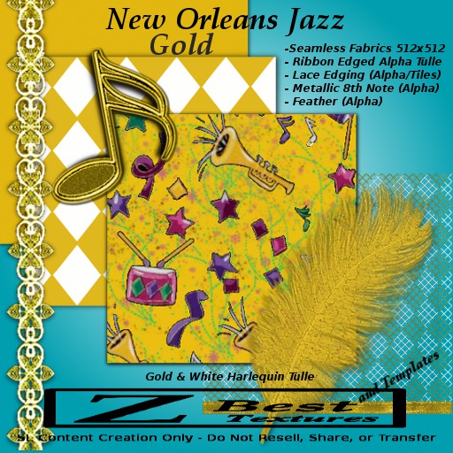 Second Life Marketplace - Z Best Textures - New Orleans Jazz - Gold Set ...