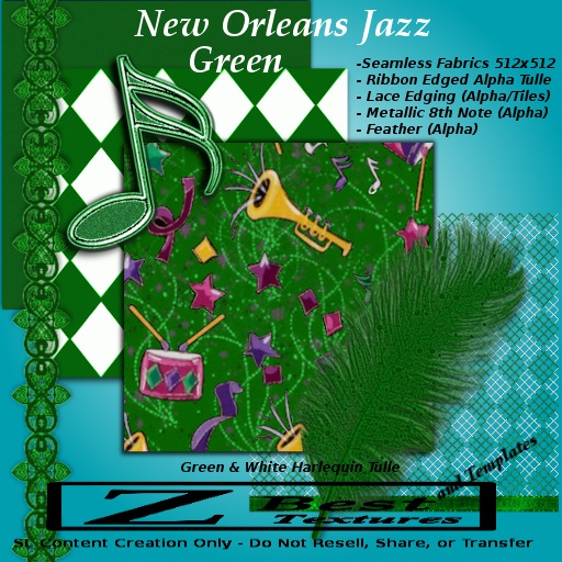 Second Life Marketplace - Z Best Textures - New Orleans Jazz - Green ...