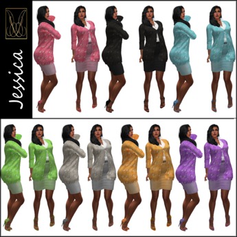 Second Life Marketplace - JCD Jessica Green Mesh Cardigan Suit (bagged)