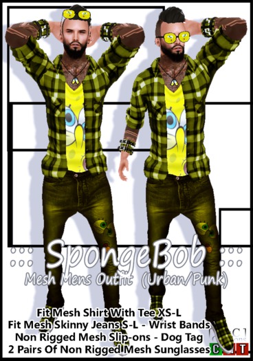 Second Life Marketplace - T&C ::: SpongeBob ::: Mesh Mens Outfit (Urban ...